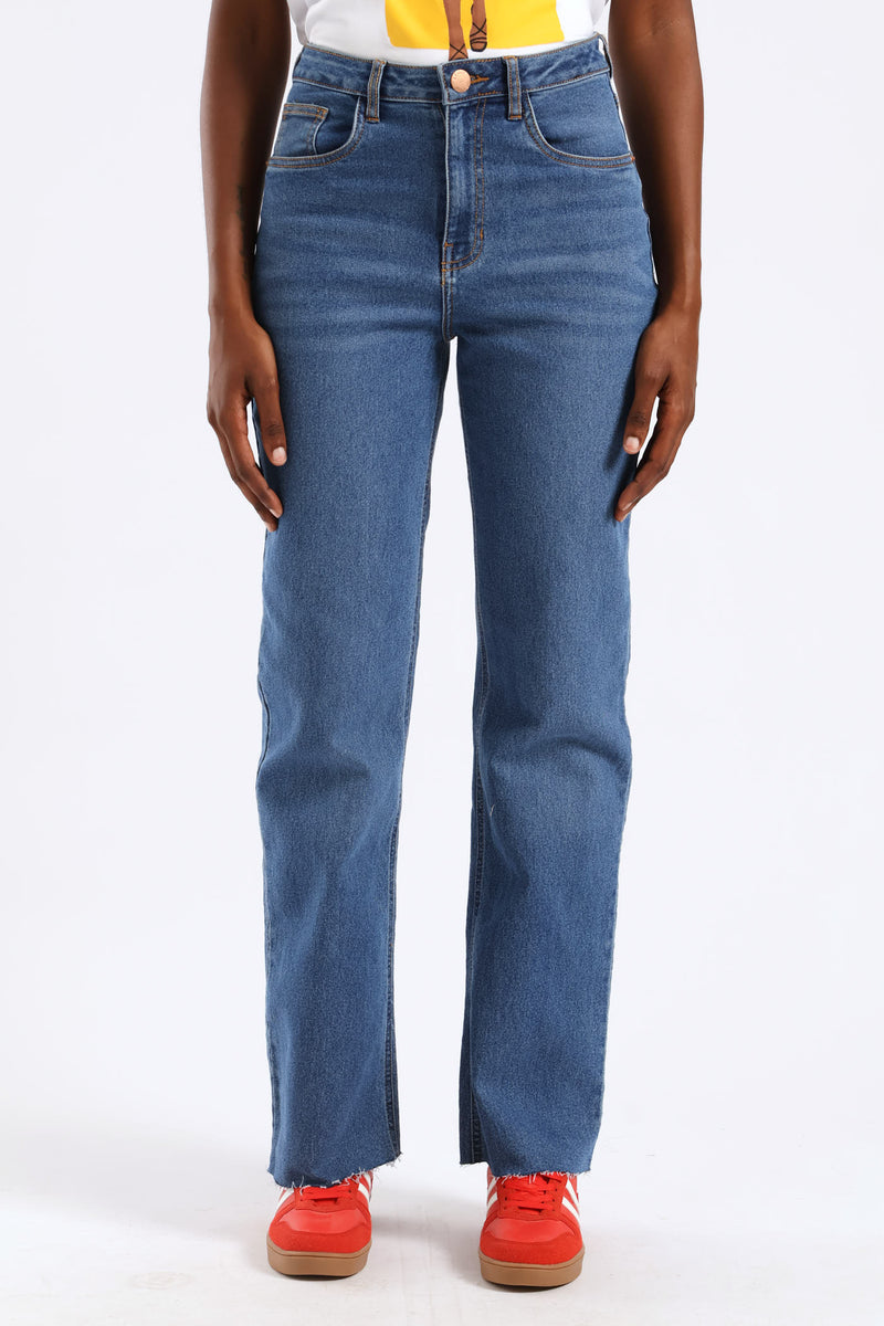 Raw Hem Basic Wideleg Jean - Medium Wash – LEGiT