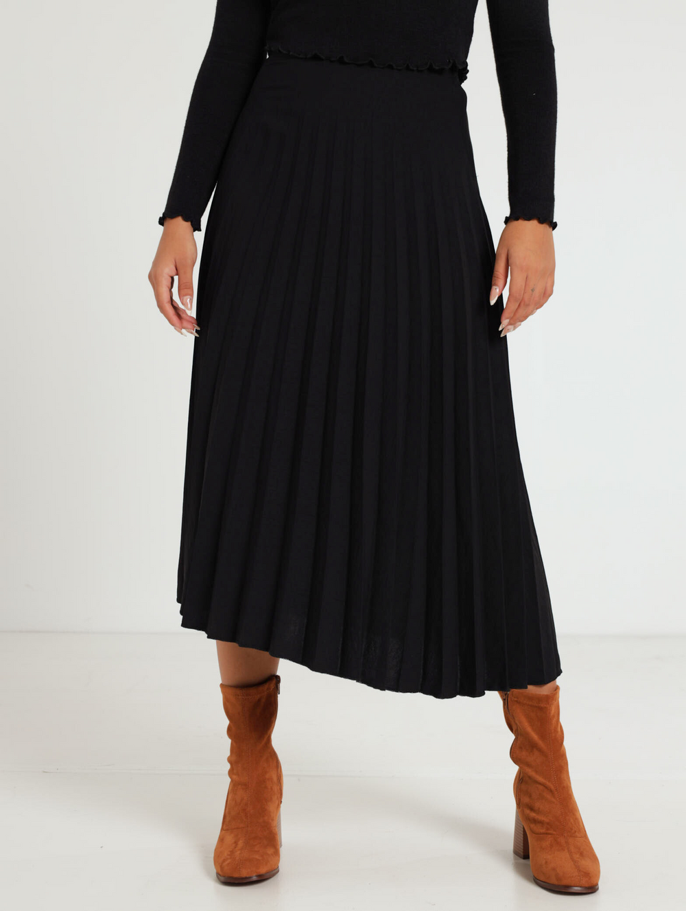 Plain Pleated Midi Skirt – LEGiT