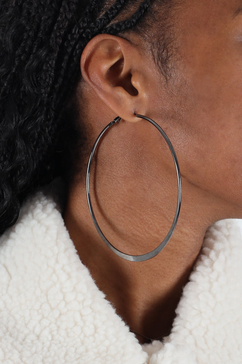 Large Hoop Earrings - Gunmetal – LEGiT
