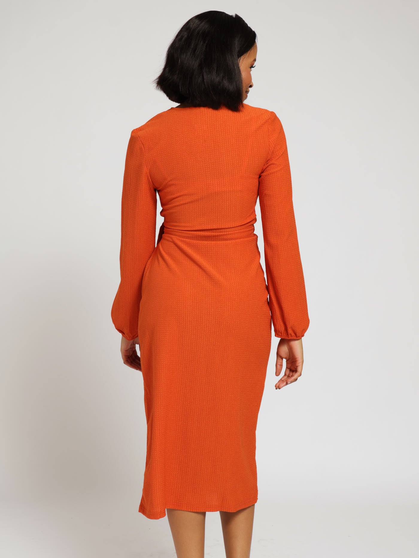 Long Sleeve Textured Knit Midi Wrap Dress – LEGiT Long Sleeve Textured Knit Midi Wrap Dress – LEGiT