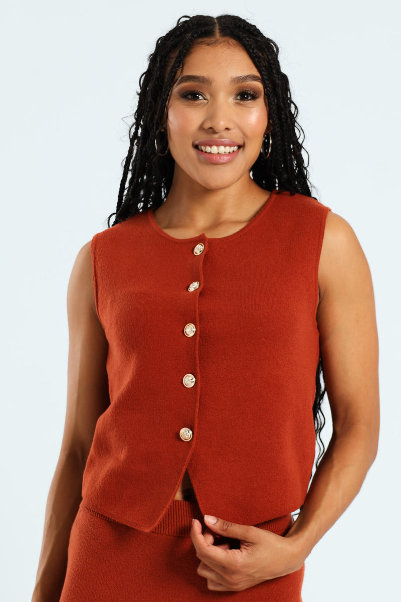 Knitwear Waistcoat - Rust – LEGiT