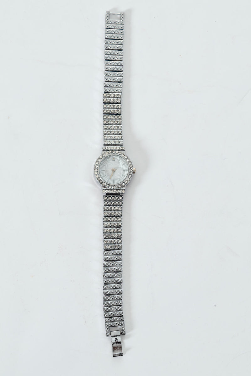 Diamante Metal Strap Watch & 2 Diamante Infinity Bracelet - Silver – LEGiT
