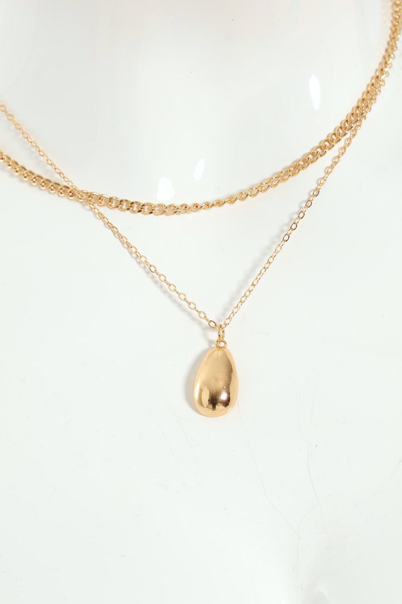 2 Layer Teardrop Pendant Necklace & 2 Sets Teardrop Earrings - Gold – LEGiT