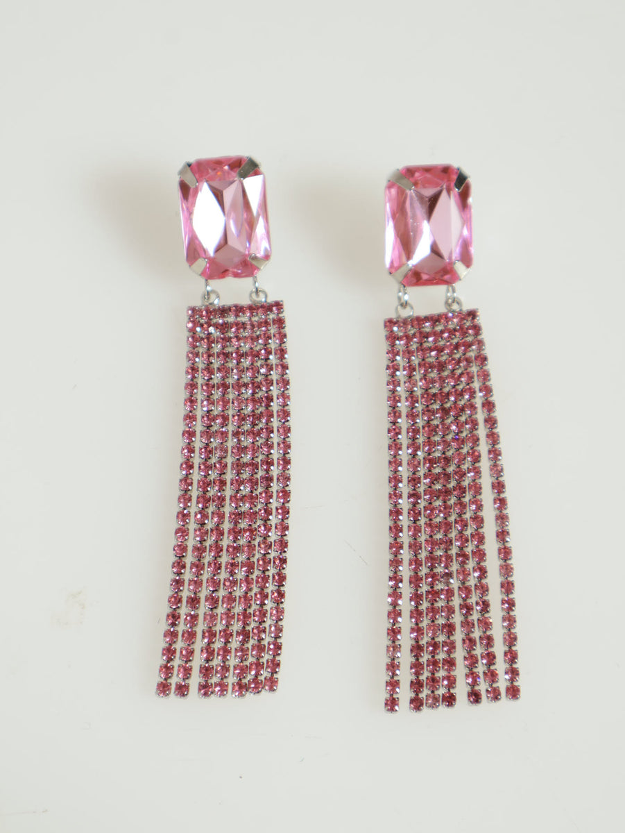 Diamante Tassel Earrings - Pink – LEGiT
