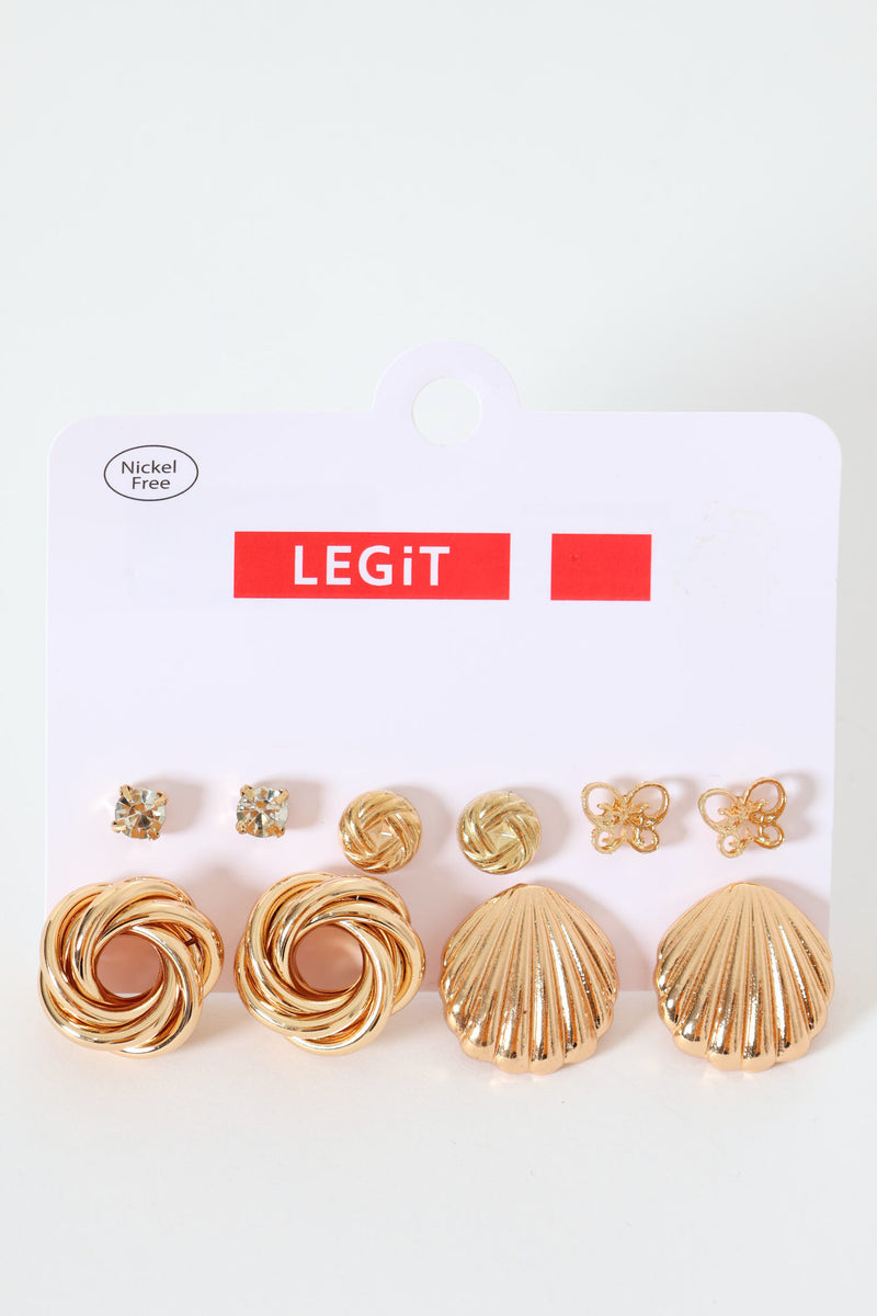 5 Pack Variety Stud Earrings - Gold – LEGiT