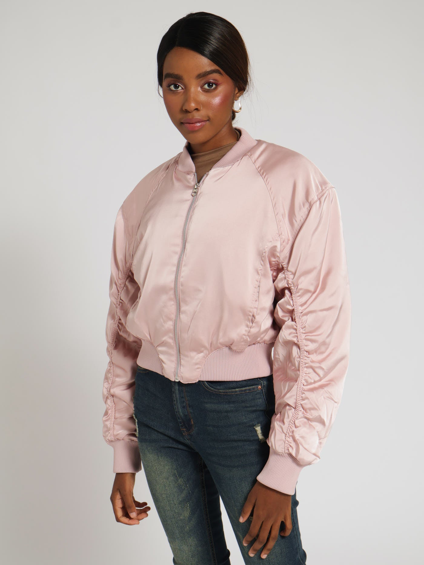 Satin Bomber Jacket - Blush – LEGiT