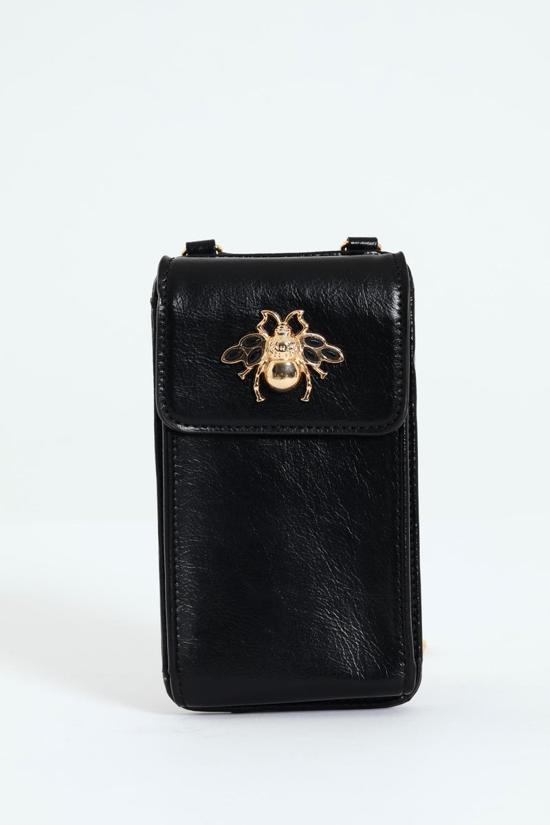 Jewelled Bee Cellphone Satchel - Black – LEGiT