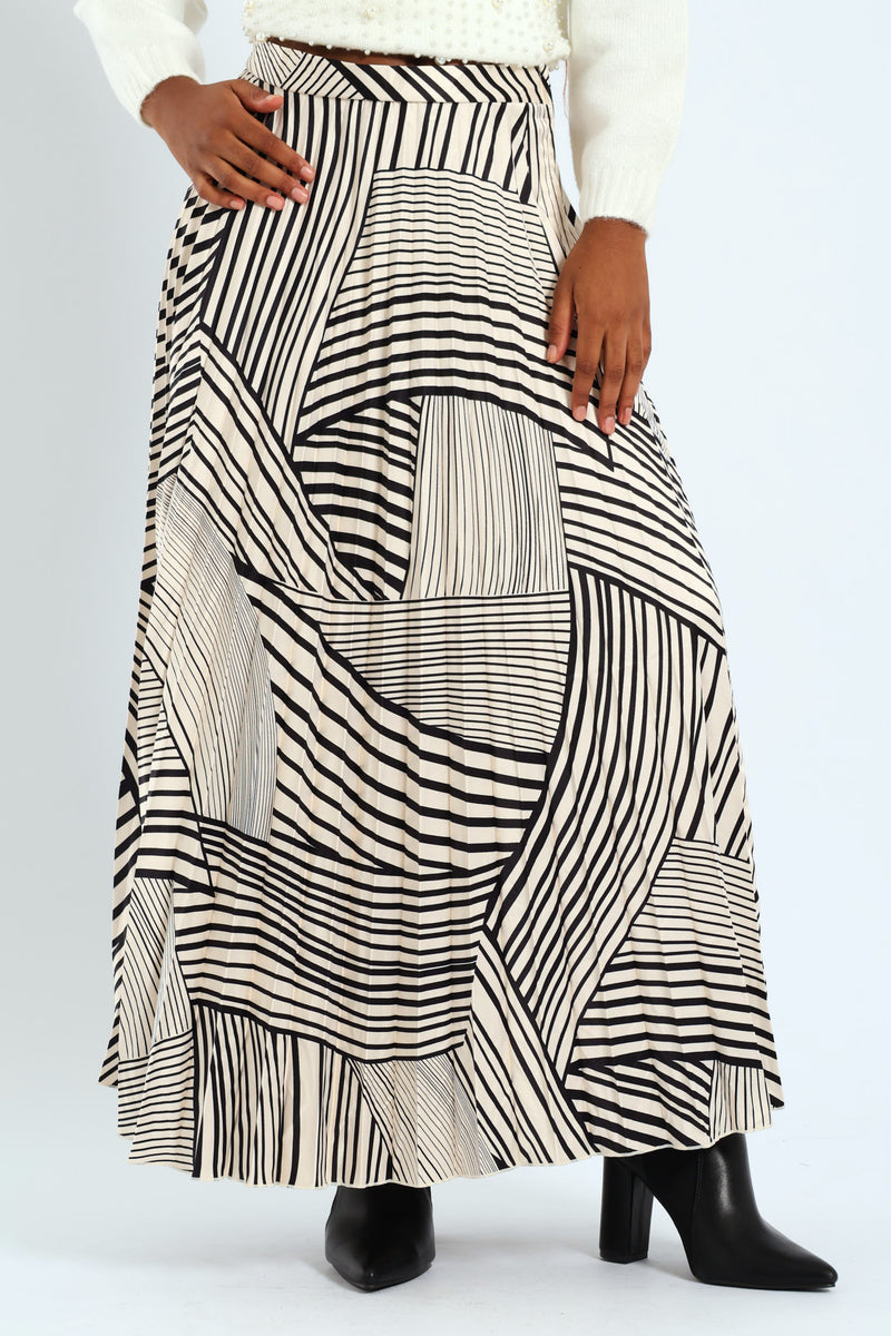 Long Length Pleated Skirt - Black/White – LEGiT