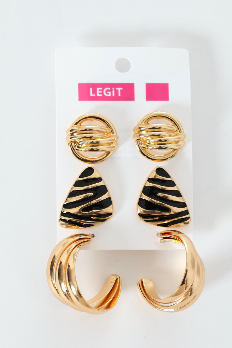 3 Pack Statement Earrings - Gold – LEGiT