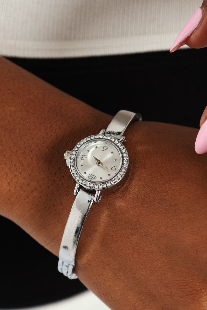 Diamante Dial Bangle Strap Watch - Silver – LEGiT