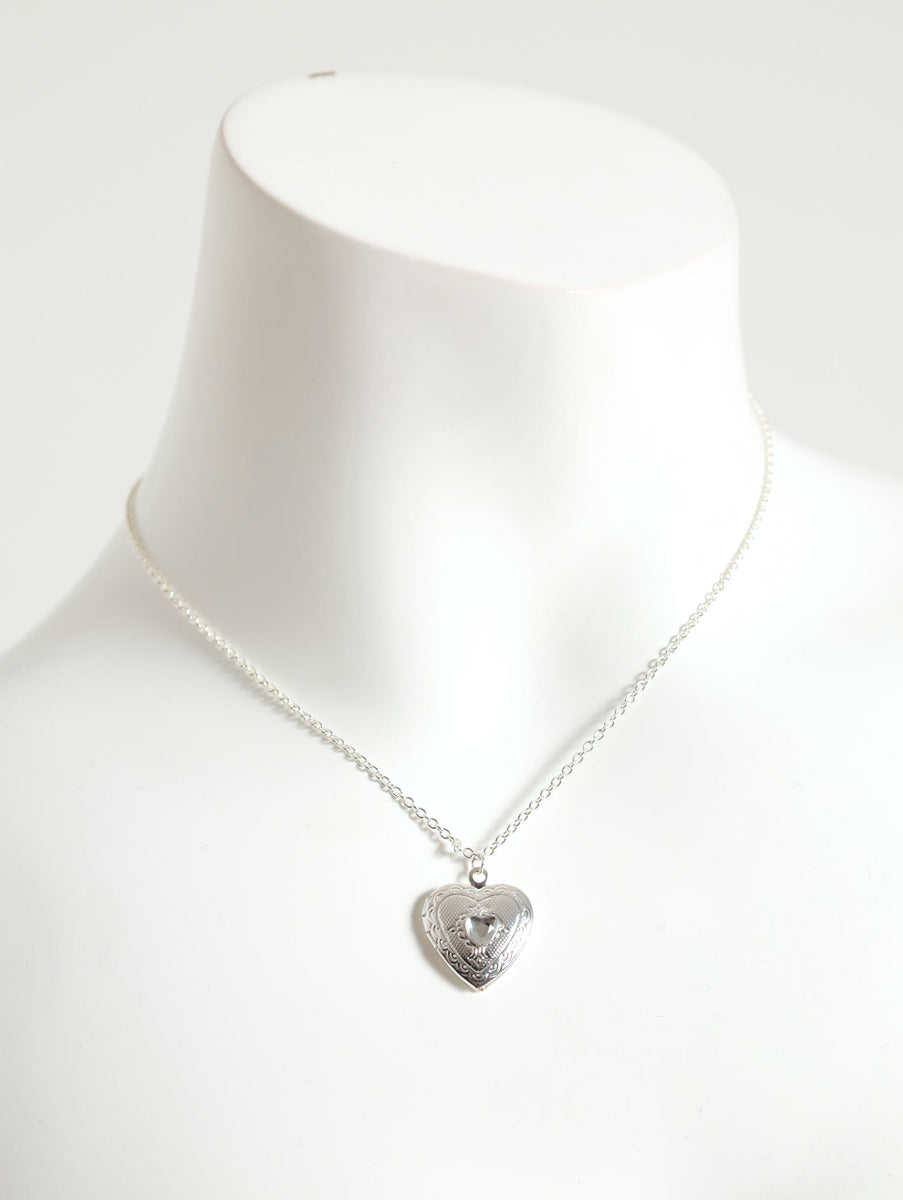 Heart Locket With Diamante & Heart Studs – LEGiT