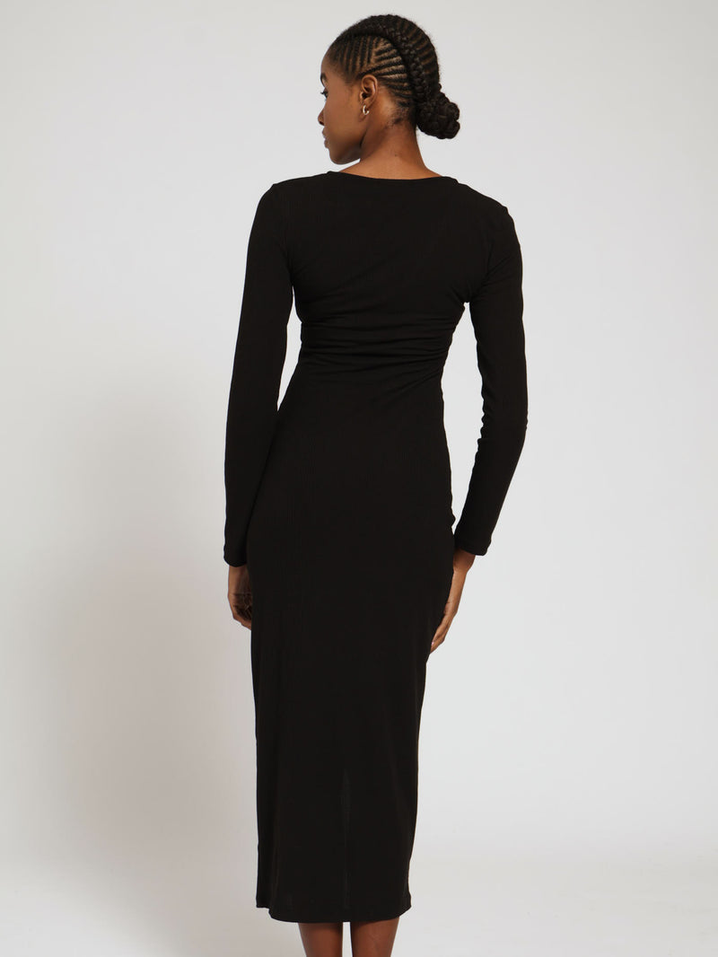 Long Sleeve Ribb Maxi Dress - Black – LEGiT
