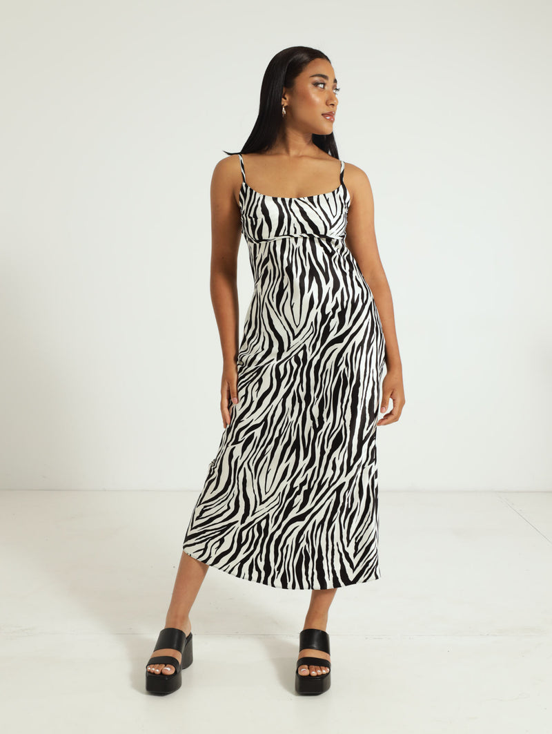 Zebra Strappy Slip Dress – LEGiT