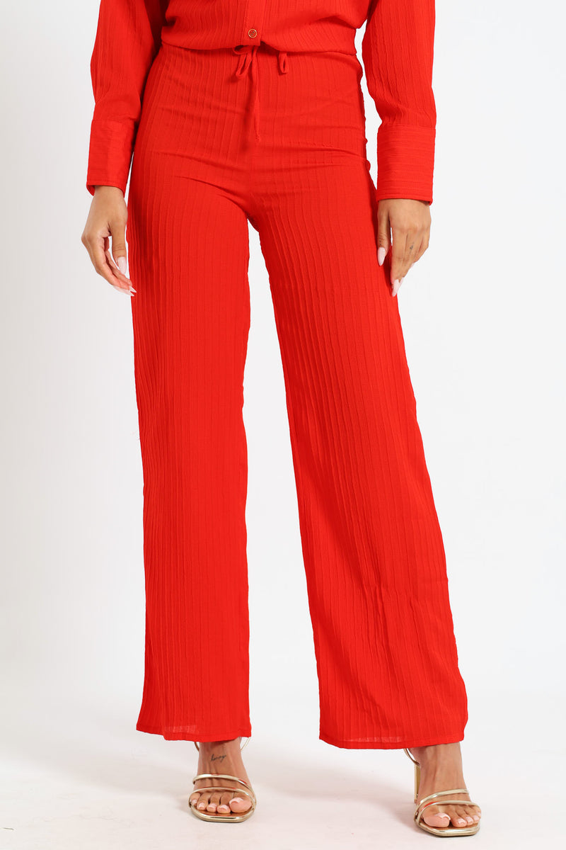 Crinkle Wideleg Pants - Red – LEGiT