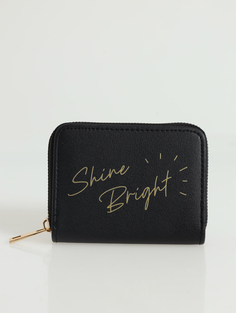 Slogan Single Zip Purse - Black – LEGiT