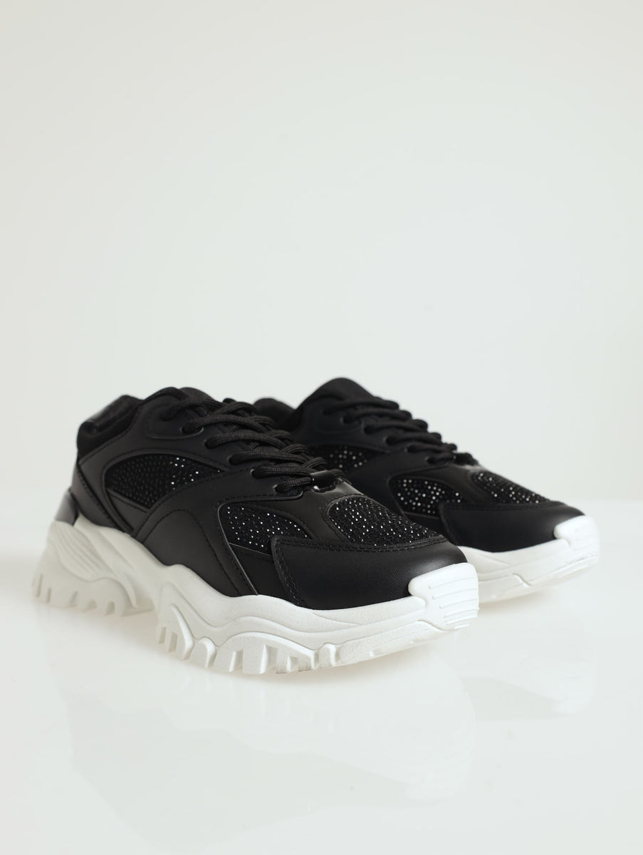 Diamante Chunky Trainer With Heel Insert – LEGiT