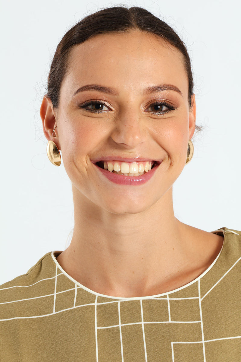 2 Pack Ripple & Oval Statement Earrings - Gold – LEGiT