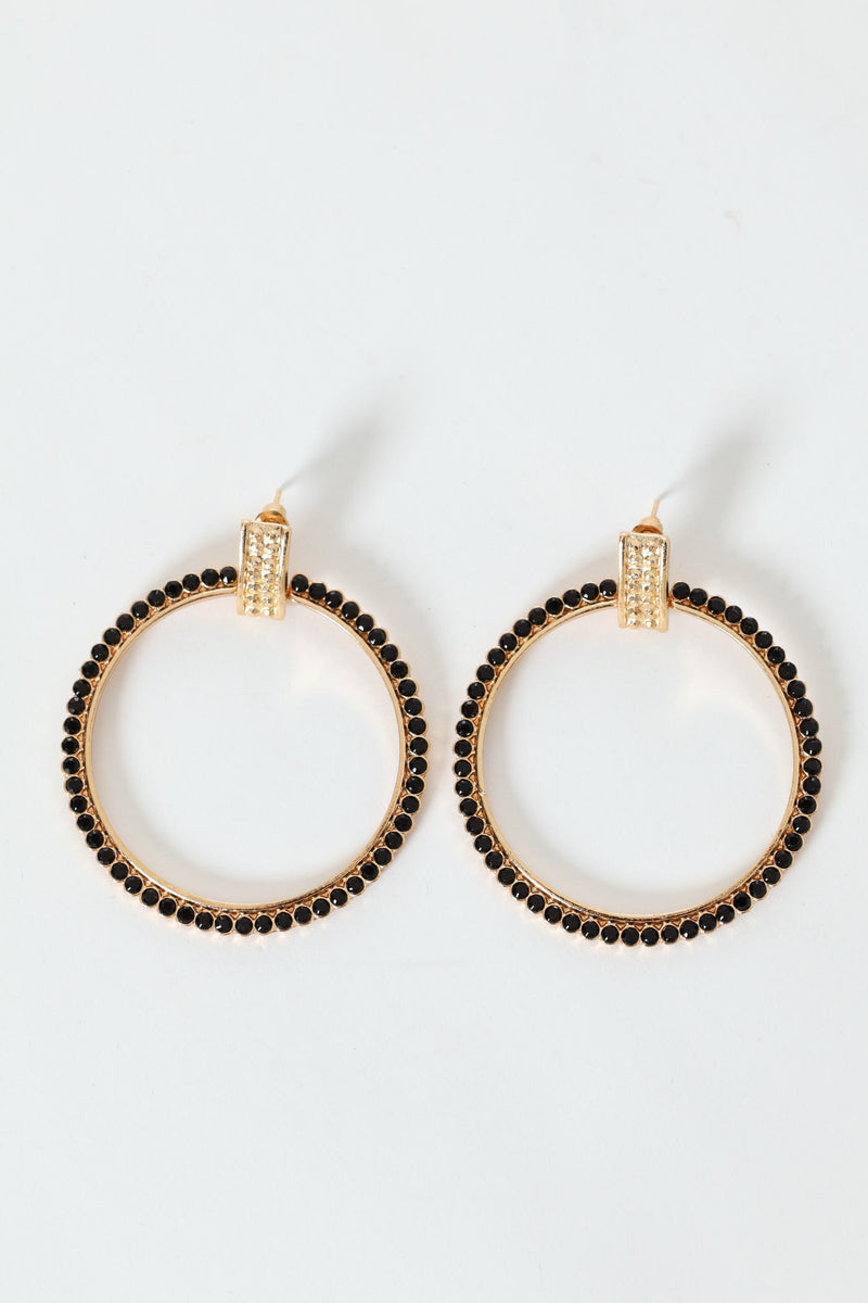 Diamante Detail Circular Statement Earrings - Gold – LEGiT