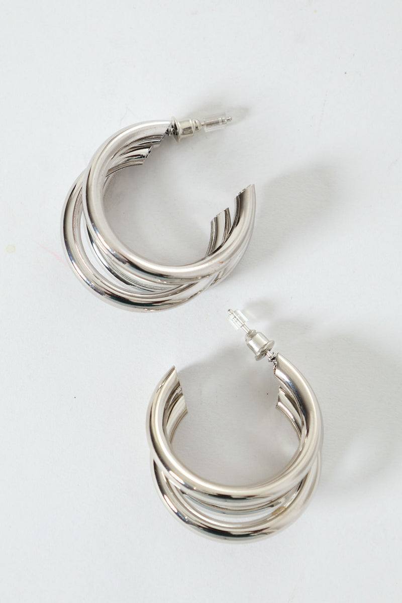 Triple Loop Hoop Earrings - Silver – LEGiT