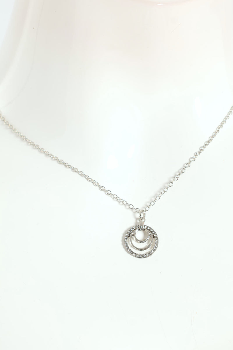 Diamante Triple Disc Pendant & Matching Earrings - Silver – LEGiT