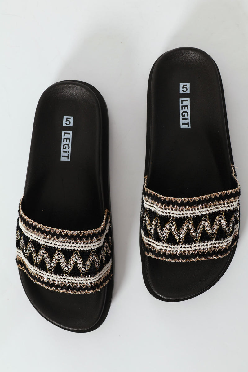 Moulded Woven One Strap Mule Sandal - Black – LEGiT
