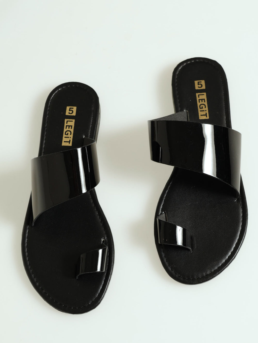 Flat Basic Push In Mule Sandal With Toe Post - Black – LEGiT