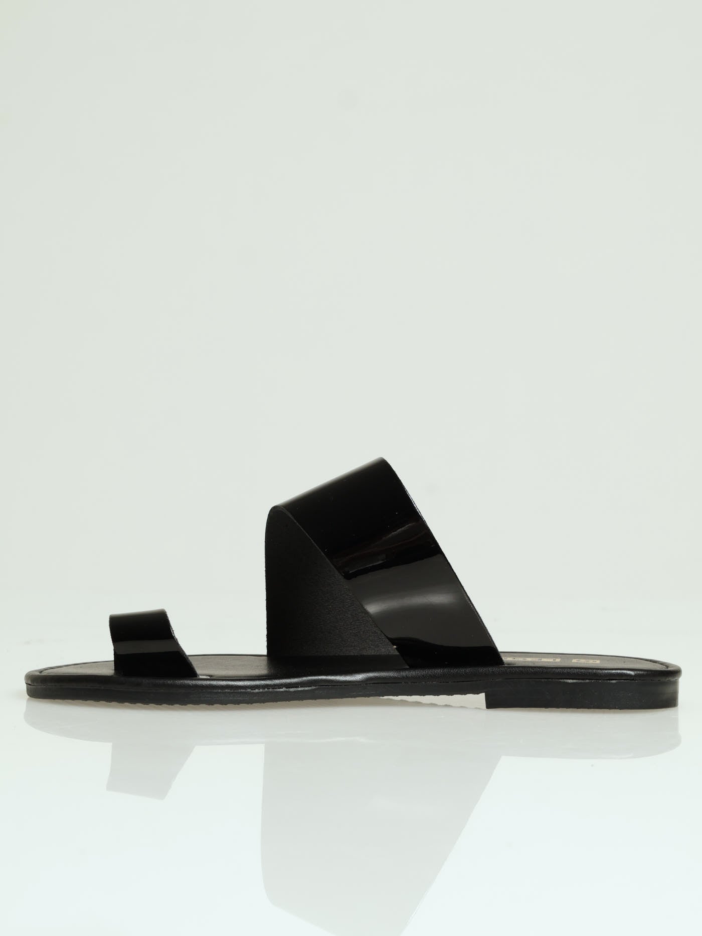 Flat Basic Push In Mule Sandal With Toe Post - Black – LEGiT