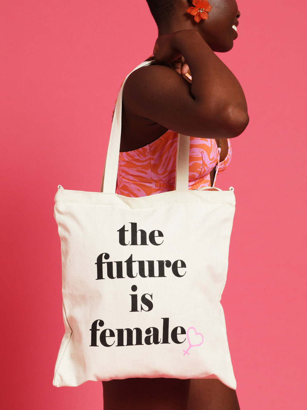 Slogan Printed With Additional Strap Canvas Shopper Bag - Natural – LEGiT