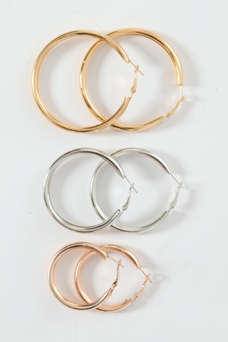3 Pack Multi Statement Hoop Earrings - Multi – LEGiT
