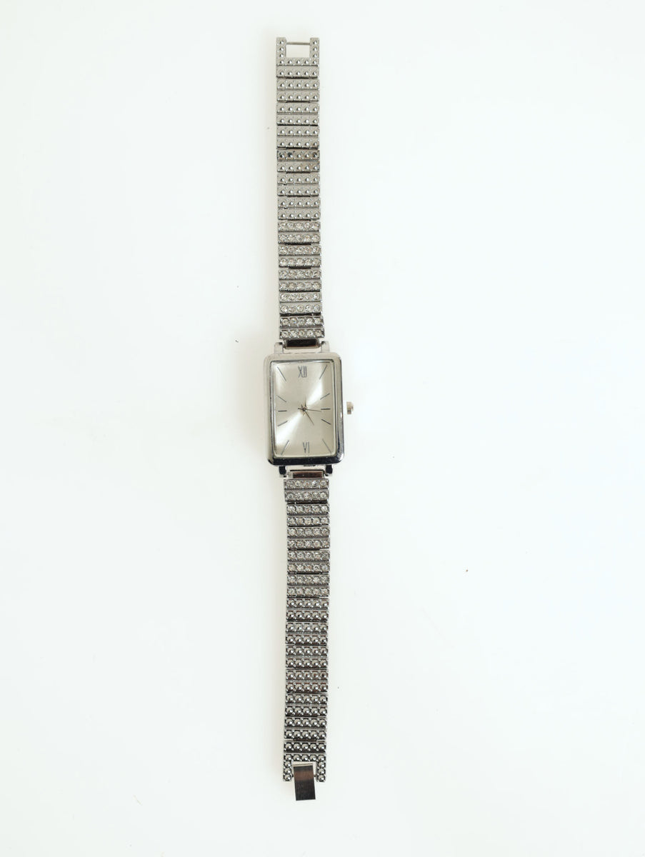 Rectangular Face Watch With Diamante Strap – LEGiT