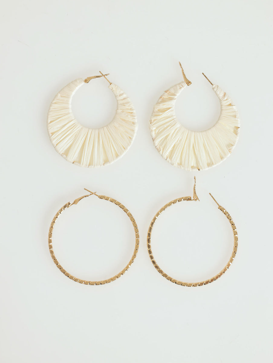 2 Pack Plain & Raffia Hoop Combo - Gold – LEGiT