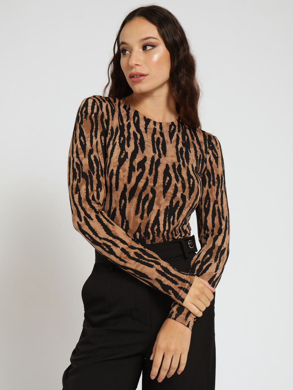 Long Sleeve Crew Neck Bodysuit - Animal – LEGiT