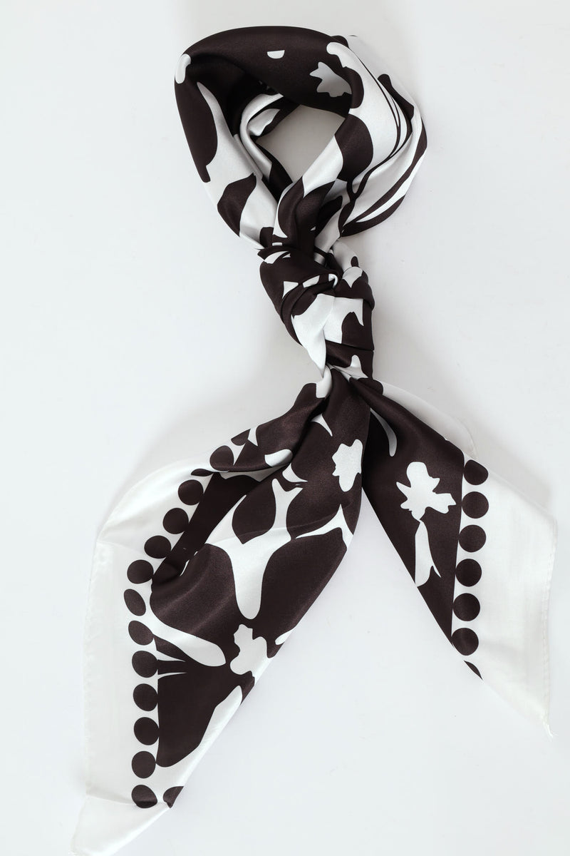 Large Foliage Satin Scarf - Black/White – LEGiT