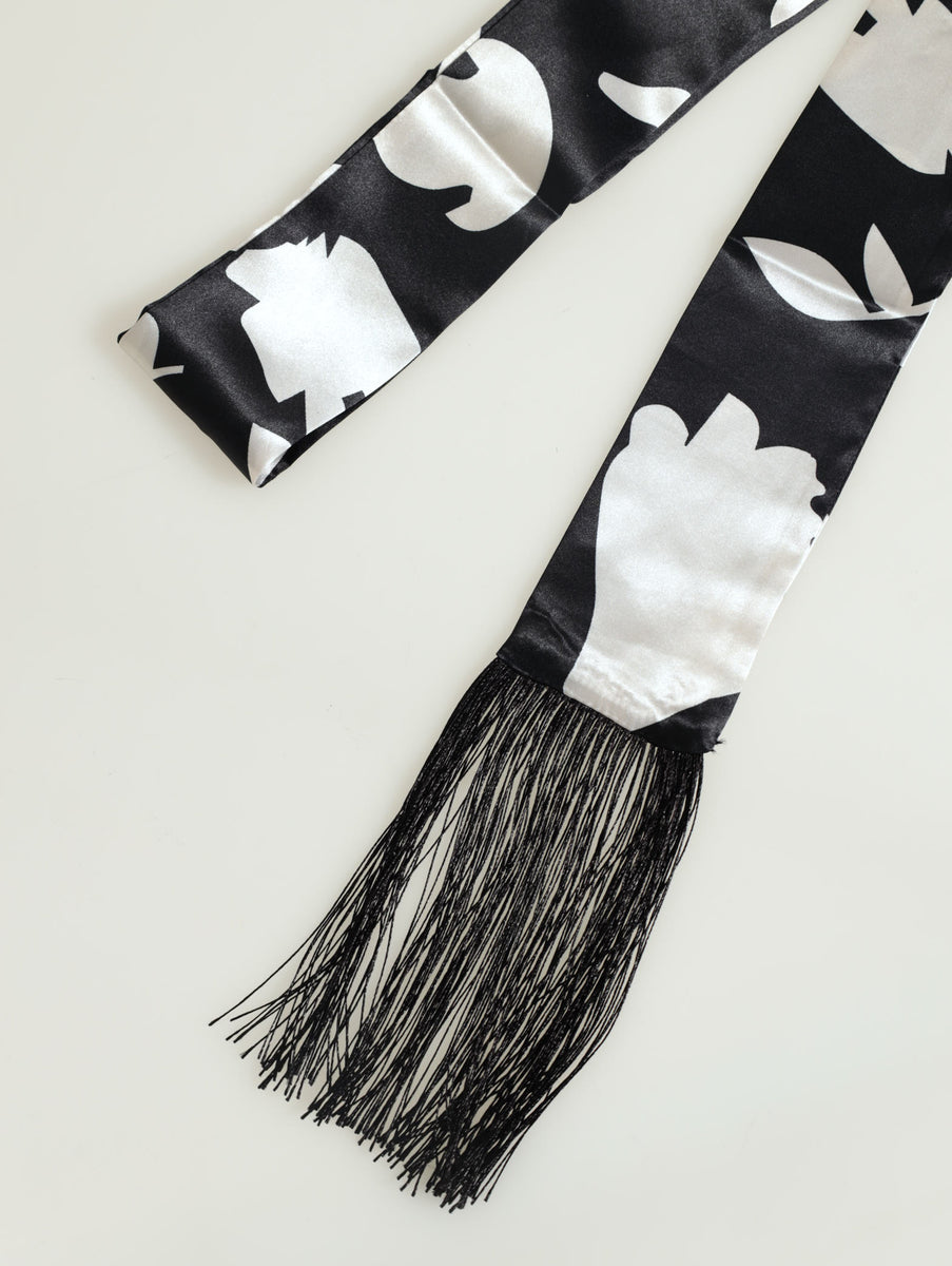 Satin Tassle Thin Scarf – LEGiT
