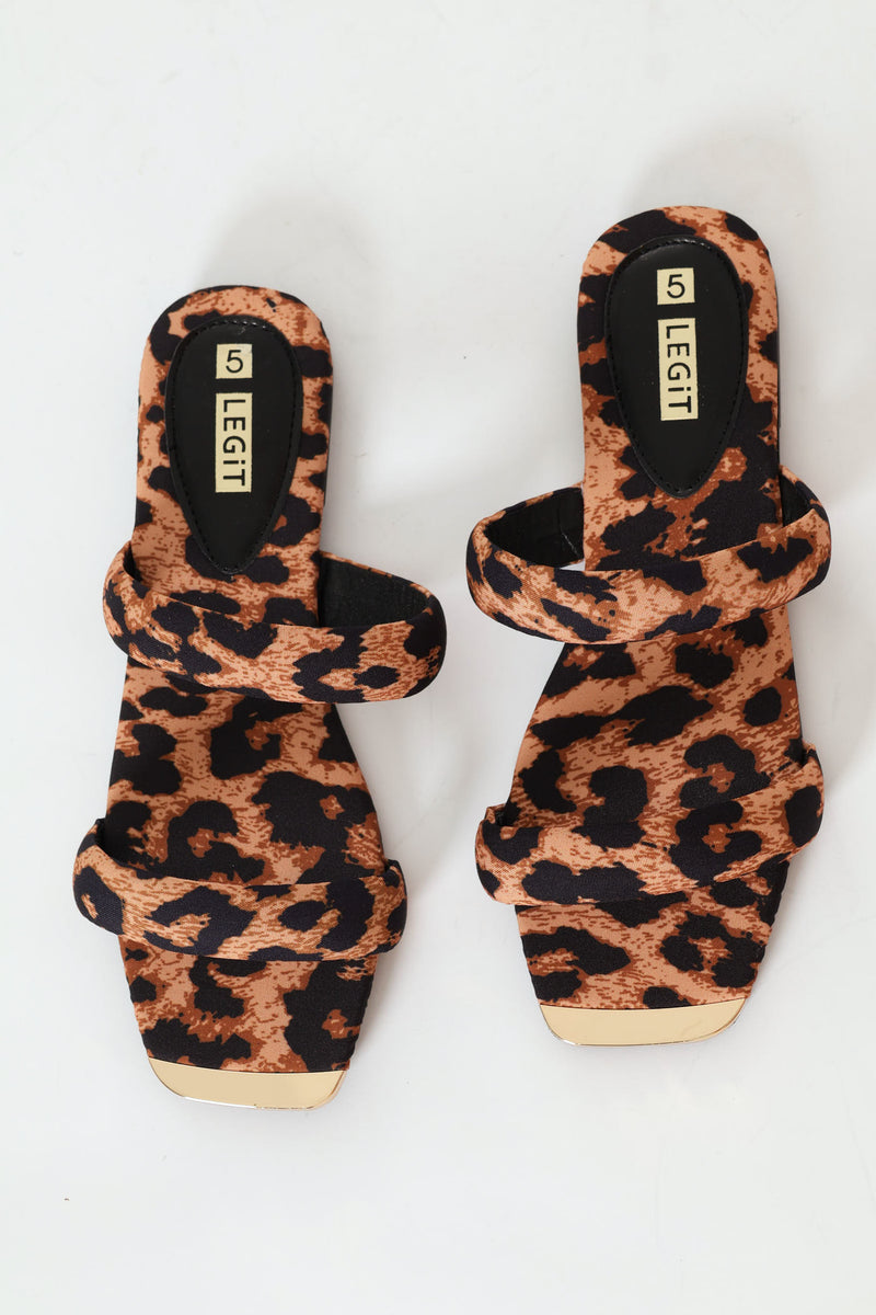 Flat Double Strap Leopard Print Mule Sandal - Animal – LEGiT