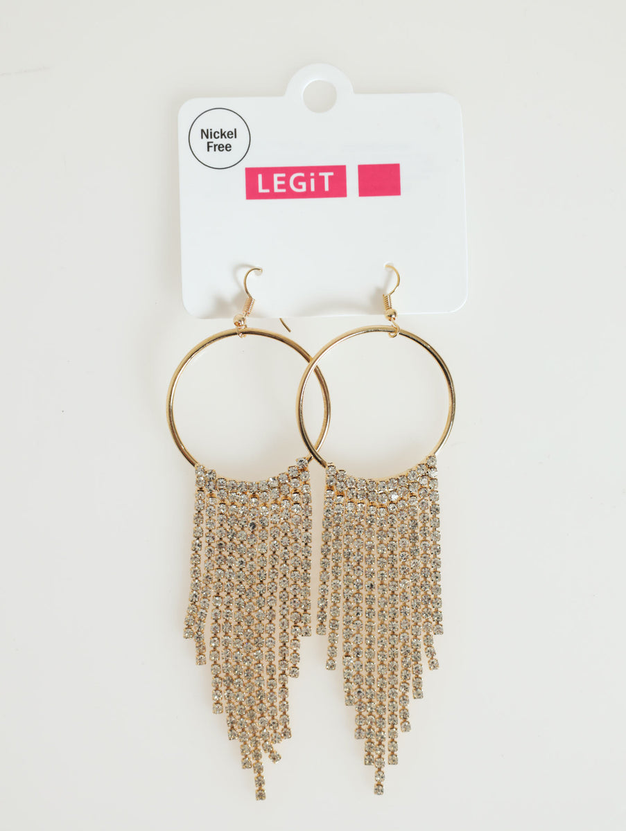 Round Hanging Diamante Earrings – LEGiT