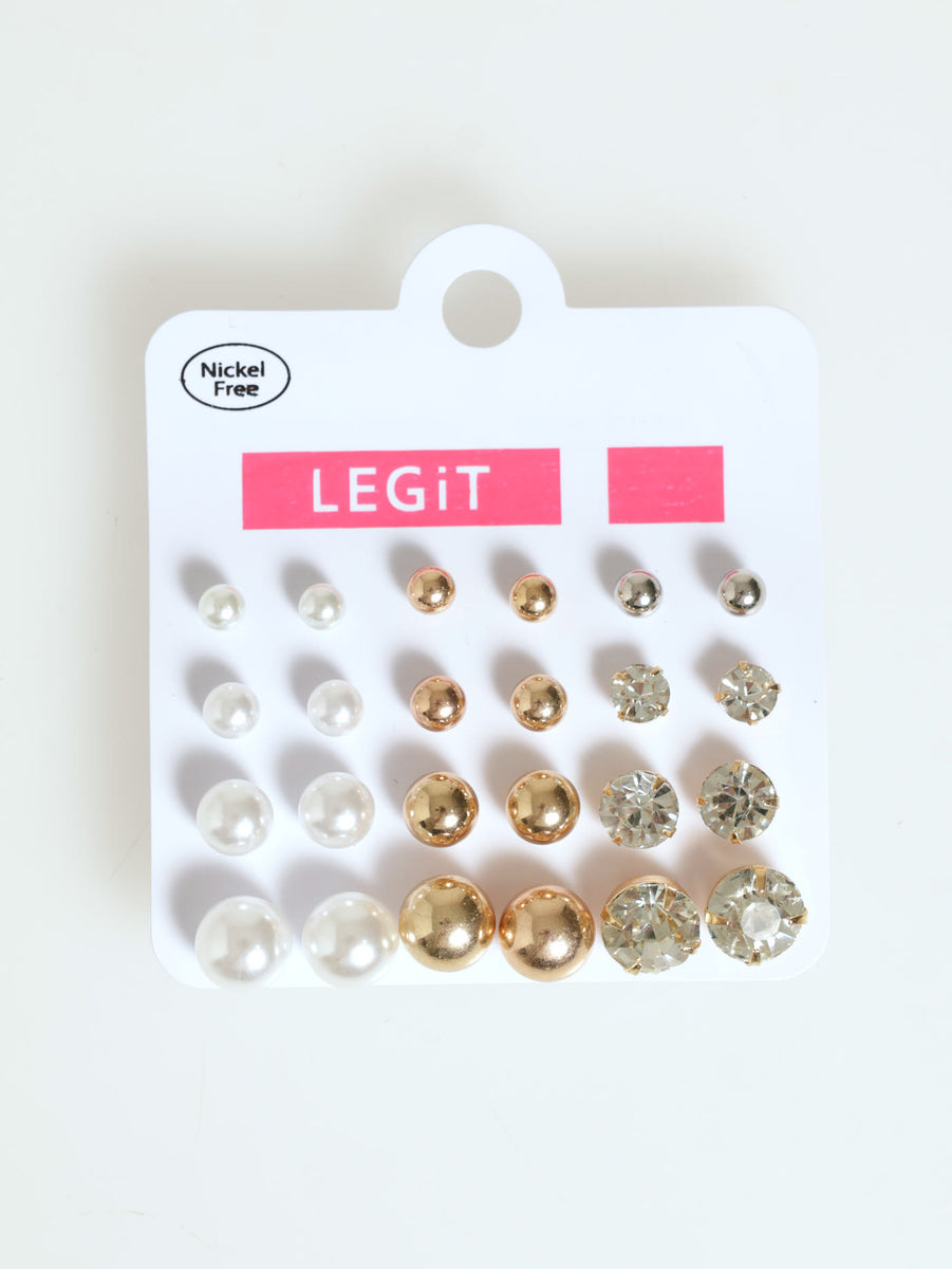 12 Pack Variety Stud Earrings – LEGiT