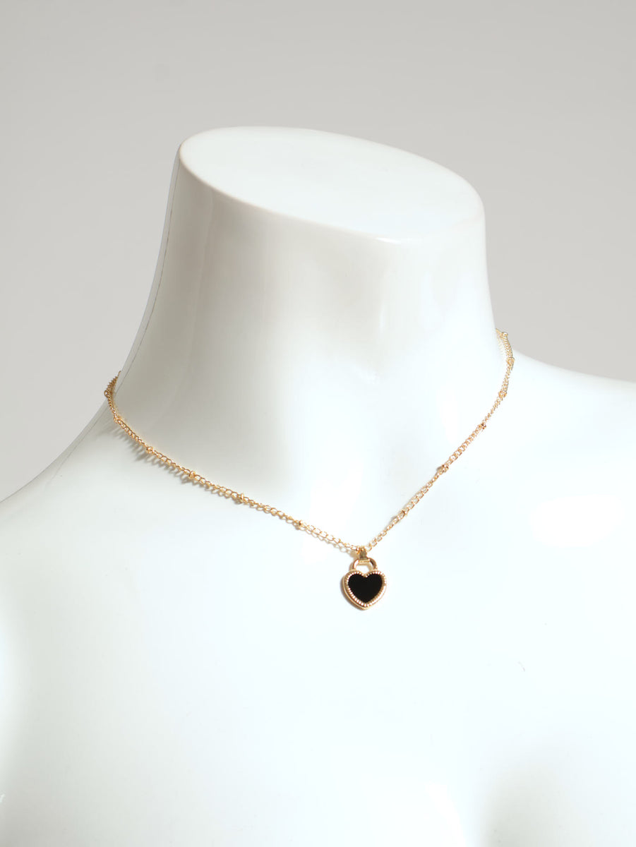 2 Pack Enamel Heart Necklace & Studs - Gold – LEGiT