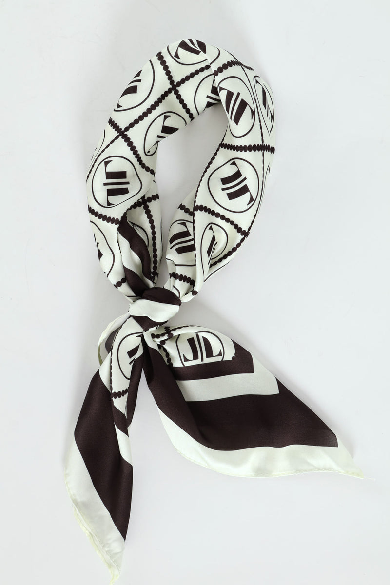 Monogram Satin Scarf - Beige/Black – LEGiT