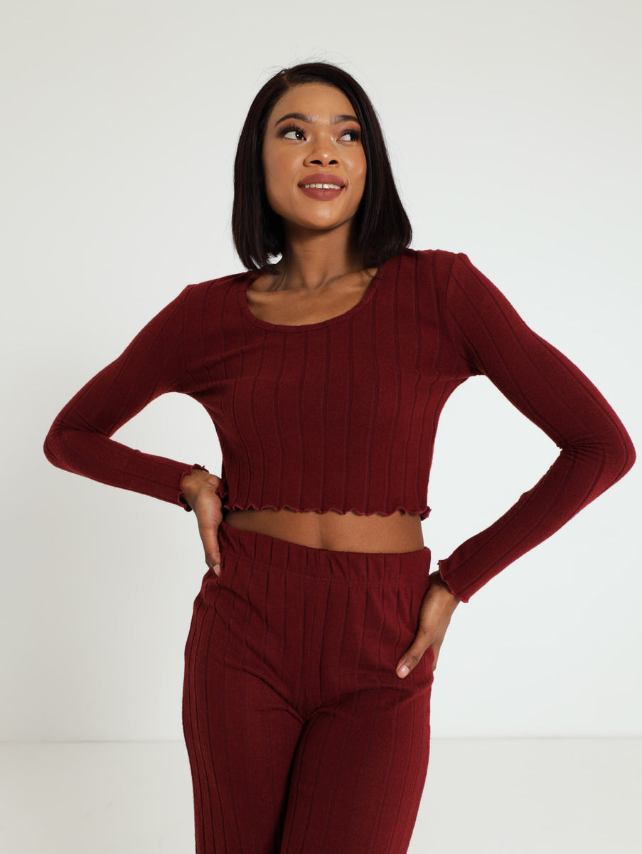 Long Sleeve Brushed Ribb Flossed Hem Top – LEGiT