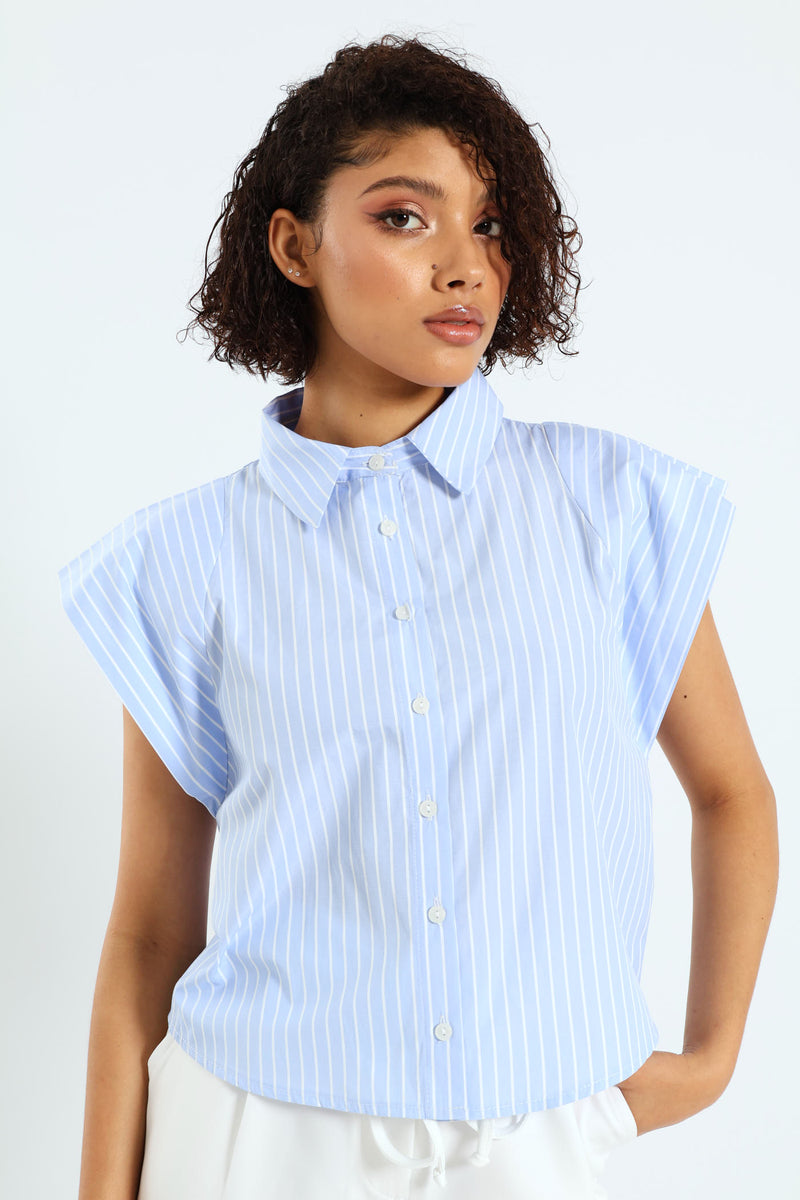 Extended Shoulder Stripe Shirt - Blue – LEGiT
