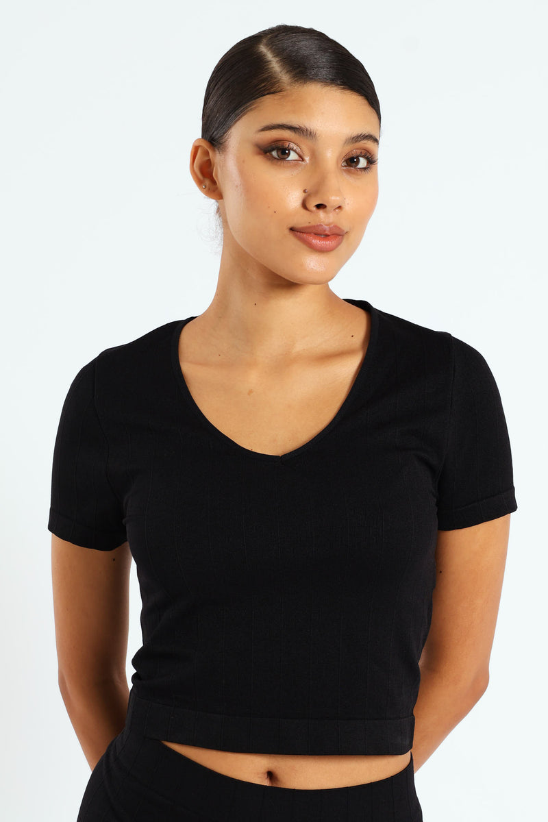 Wide Ribb Seamless Top - Black – LEGiT