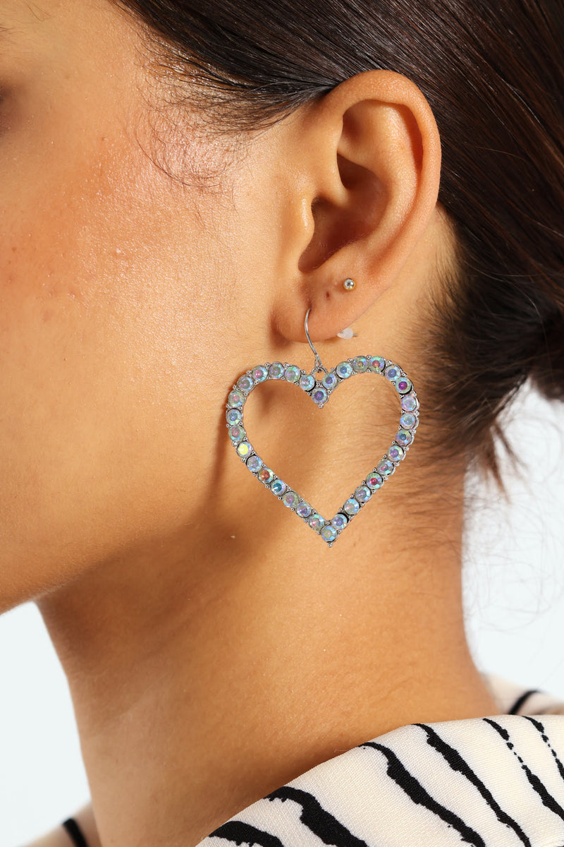 Diamante Heart Earrings - Silver – LEGiT