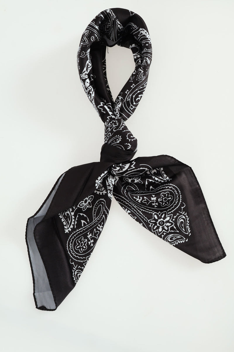 Large Paisley Satin Scarf - Black/White – LEGiT