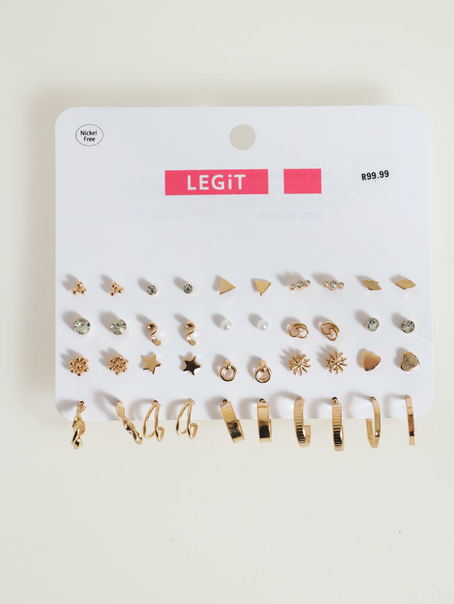 20 Pack Hoop & Stud Multi Earring Pack – LEGiT