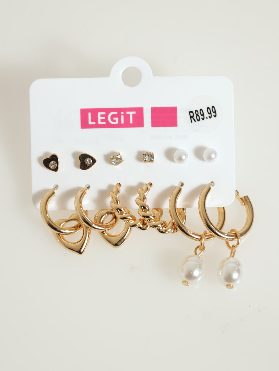 6 Pack Multi Fashion Hoop & Stud Earrings – LEGiT
