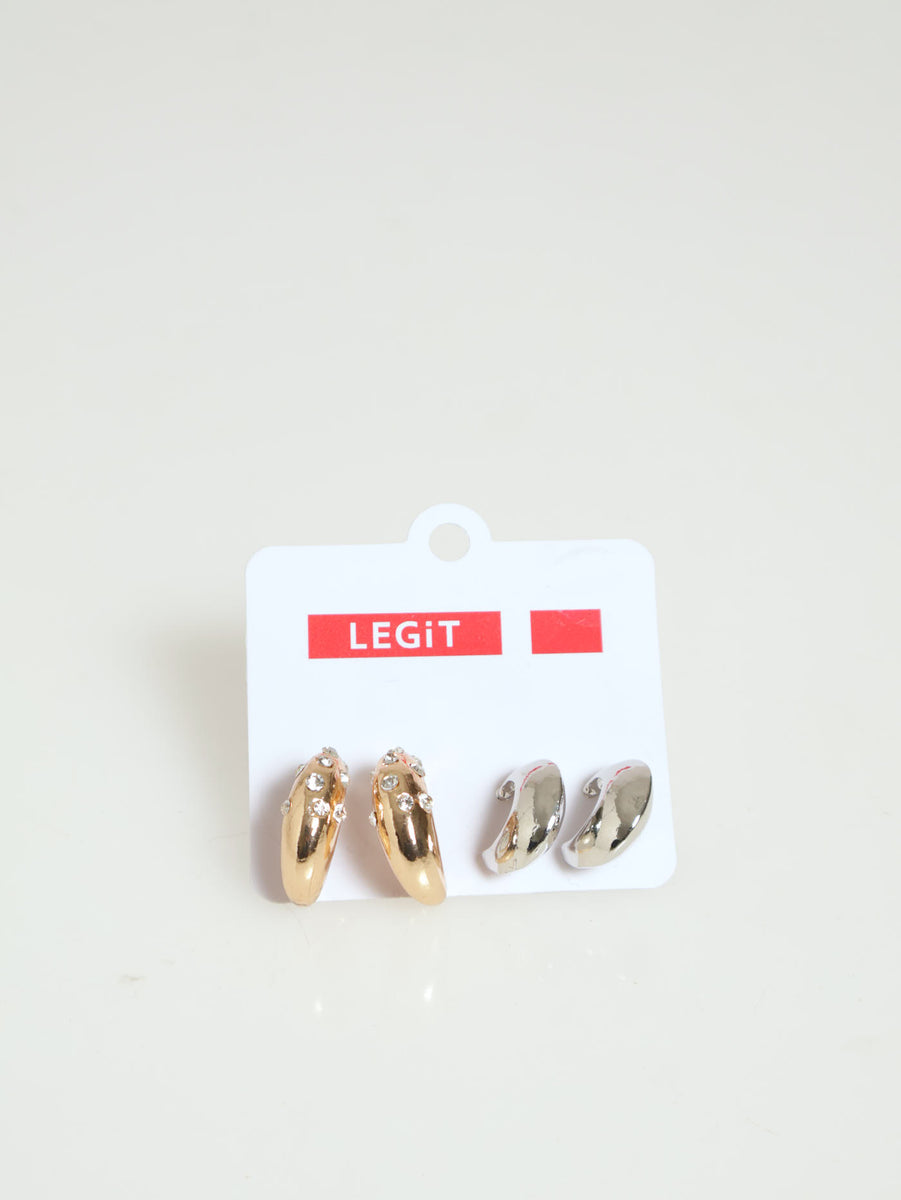 2 Pack Diamante Chunky Earrings – LEGiT