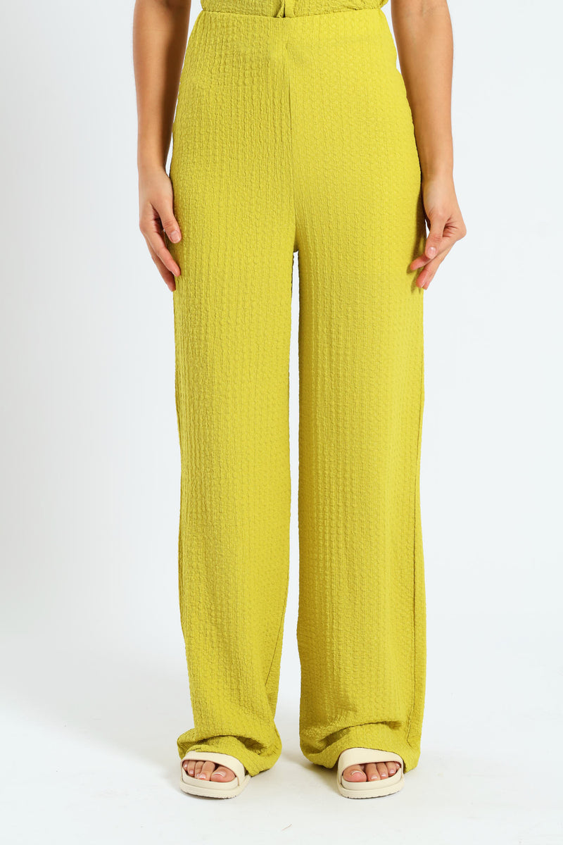 Crinkle Knit Wideleg Pants - Chartreuse – LEGiT