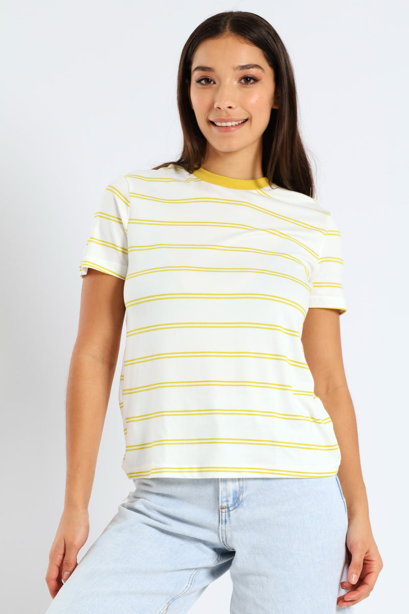 Short Sleeve Double Stripe Tee - Chartreuse – LEGiT