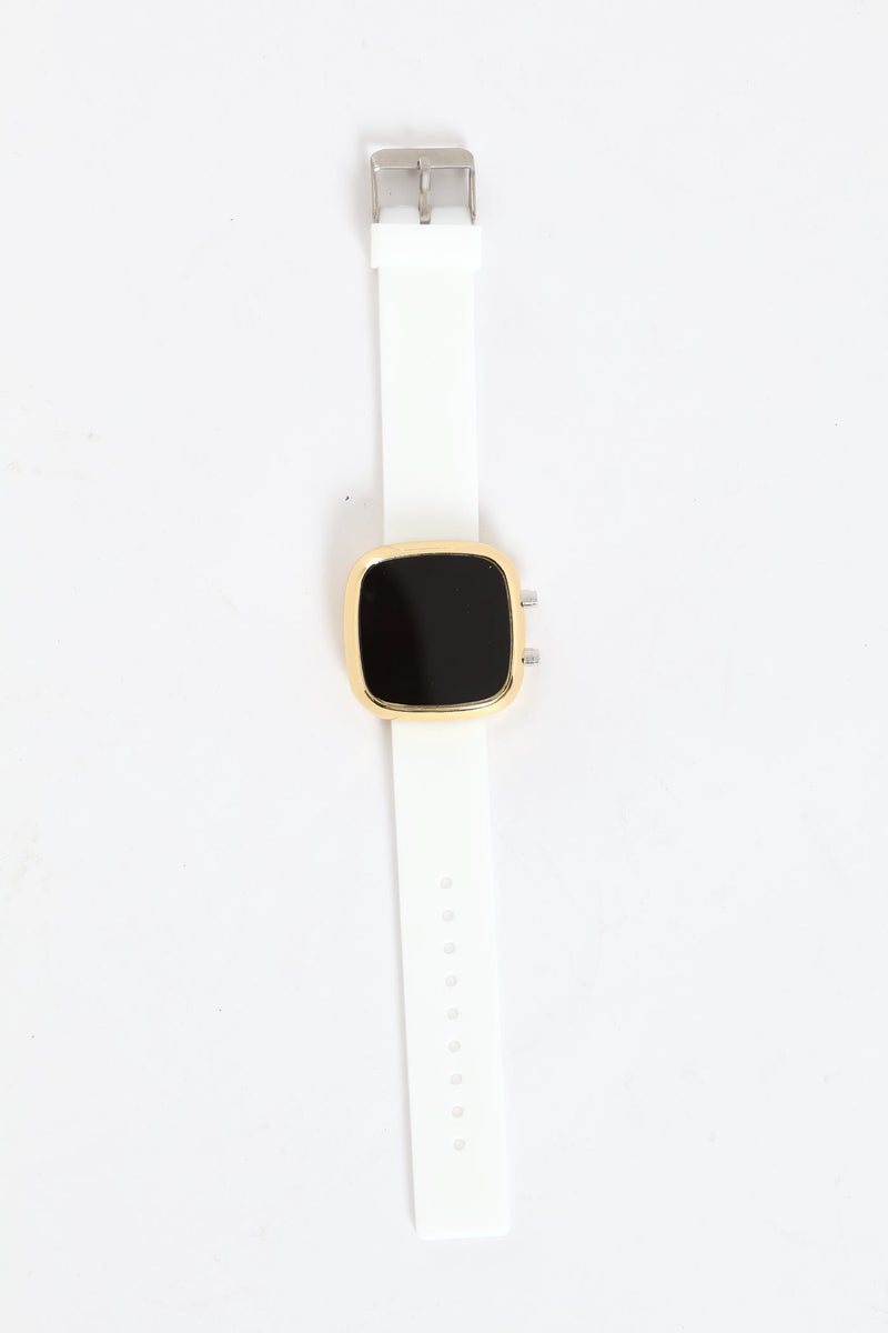 Digital Square Face Watch - White – LEGiT